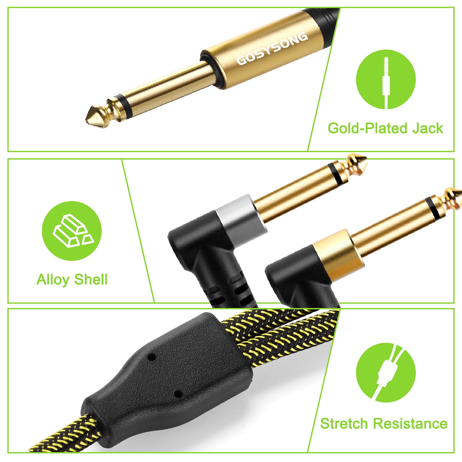 GOSYSONG 1/4 inch Splitter 20ft, 1/4 TRS Stereo to Dual 1/4 TS Insert Cable, 1/4 Stereo to Dual 1/4 Mono Cable, TRS 1/4 to 2 1/4 Mono Y Splitter Audio Cable