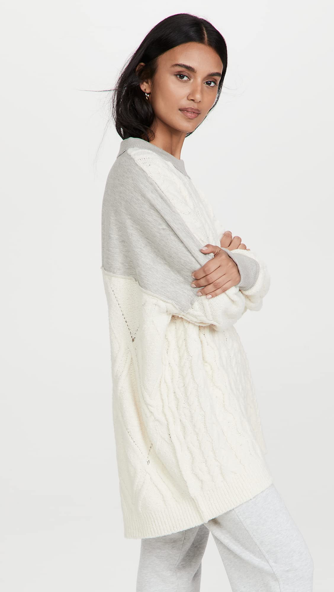 Free People Women's Olympia Tunic, Ivory Combo, White, XS