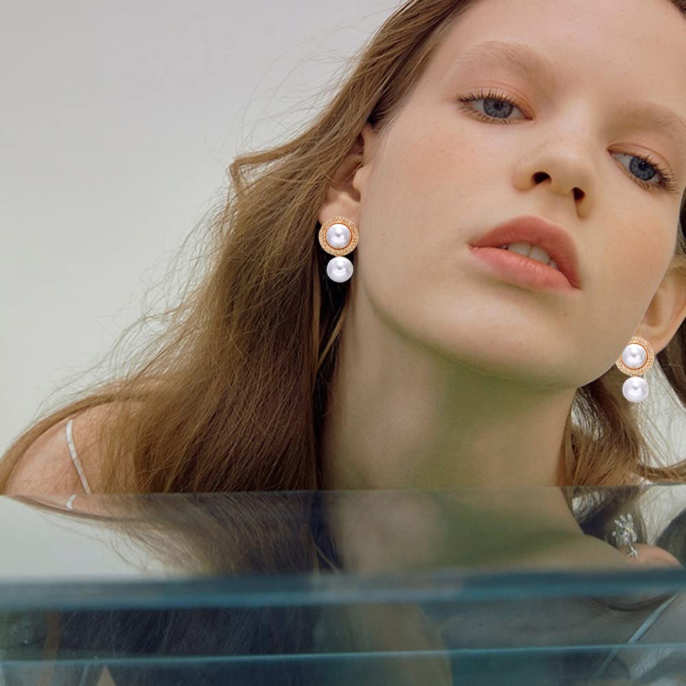 Full Diamond Big Imitation Pearl Stud Earrings Rhinestone Crystal Pearl Stud Earrings