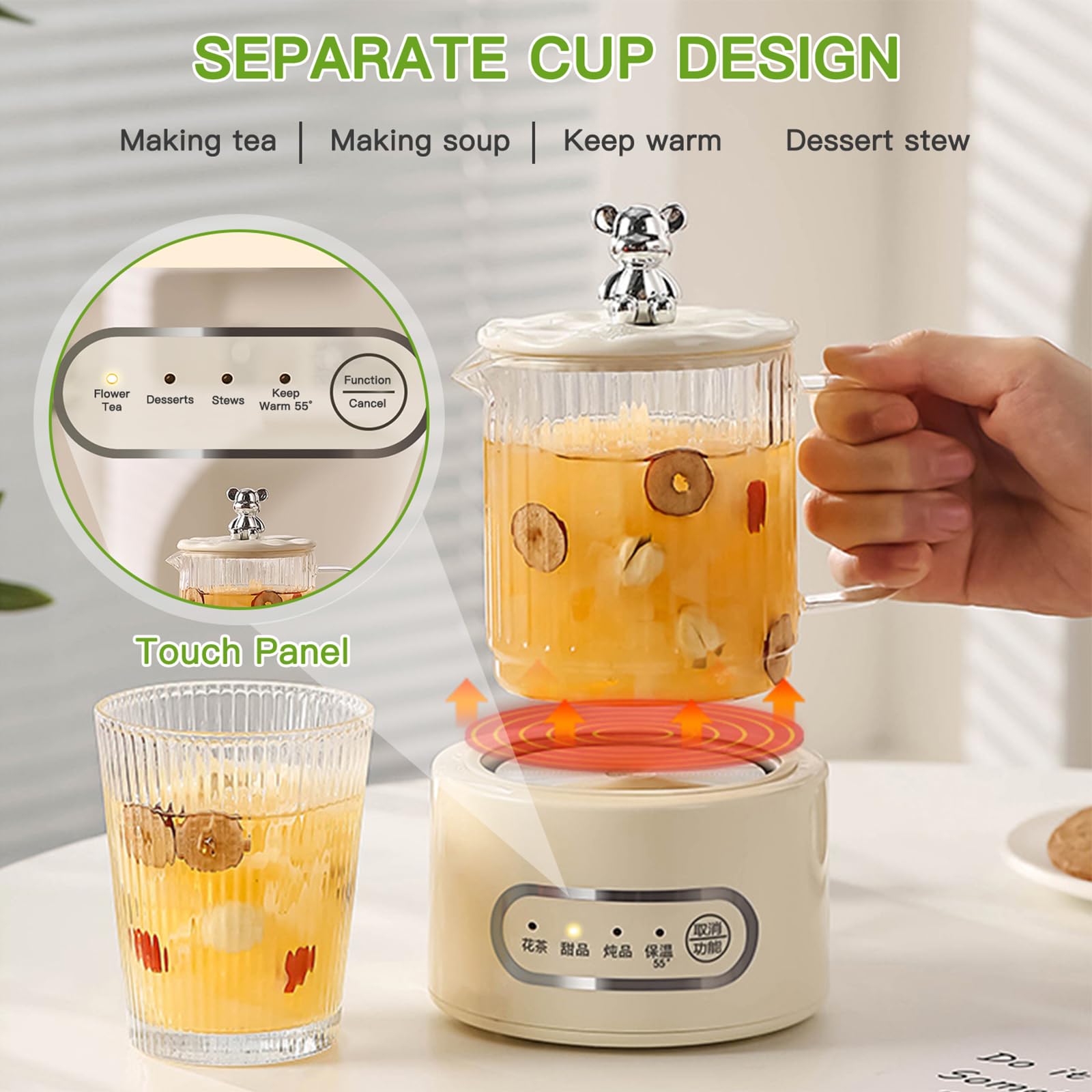 GGNKT Suitable Electric Kettle for Home and Office, Small Electric Tea Kettle with Insulation, Milky White Healthy Kettle.