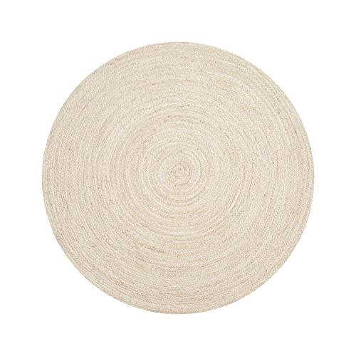 Ramanta Home Jute Braided Rug 48x48in Rectangular Natural Jute Rug. Uses- Bedroom Doorway Reversible, Indoor Entryway Rug, Primitive, Kitchen Rug, Rustic, Country, Farmhouse Décor