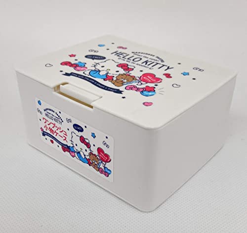Friend Sanrio Hello Kitty Cute Box with One Touch Open Lid, Makeup Case, Accessory Case, Cosmetic Case, 4.2in x 3.5in x 2.1in