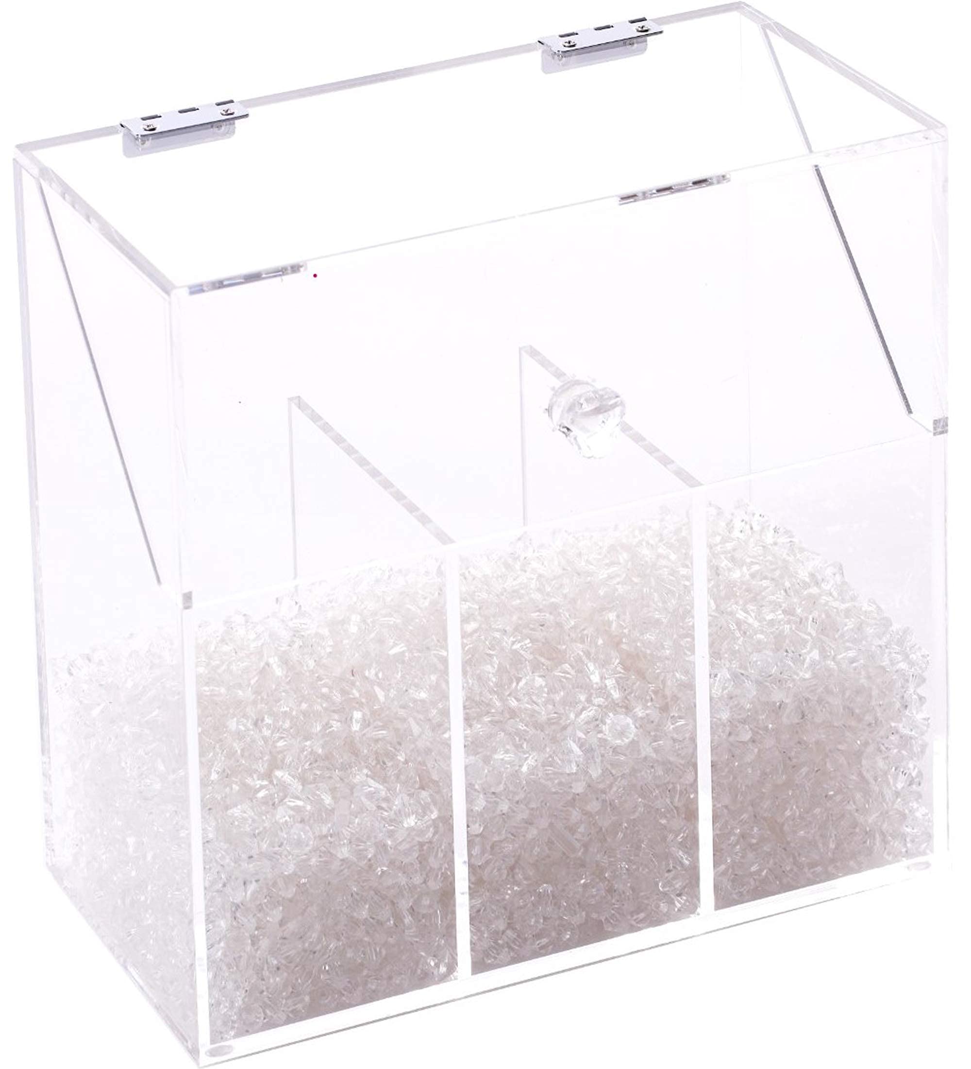 FOOCORDDY Covered Makeup Brush Holder with Dustproof Lid and Pearls Beads, Large Capacity Acrylic Clear Cosmetic Brush Storage Organizer for Vanity