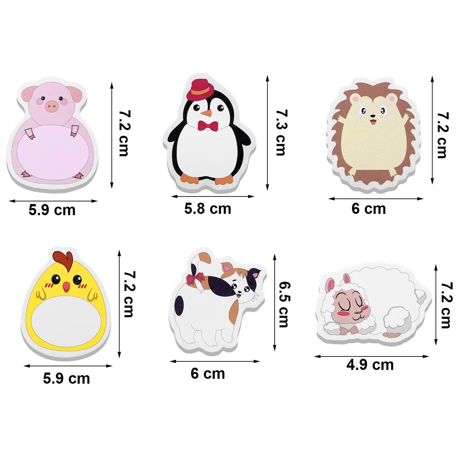 Gogmooi Cute Sticky Notes 30 Sets, Small Sticky Notes Cartoon Animal Postits Notes for Office, School and Home, 10 Styles