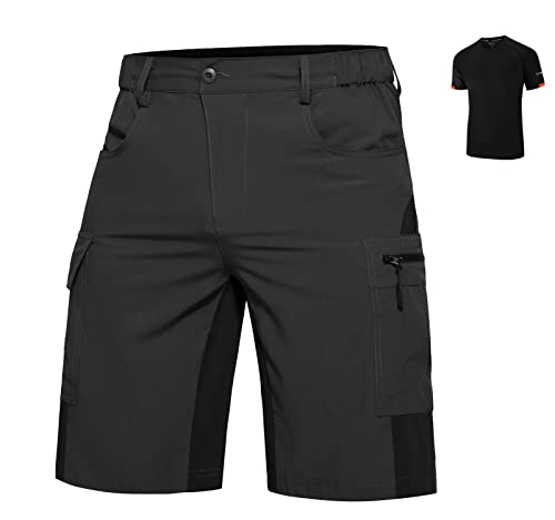 Gouxry Men's Hiking Shorts Casual Quick Dry Lightweight Cargo Work Tactical Golf Fishing Summer Short (Black, M)