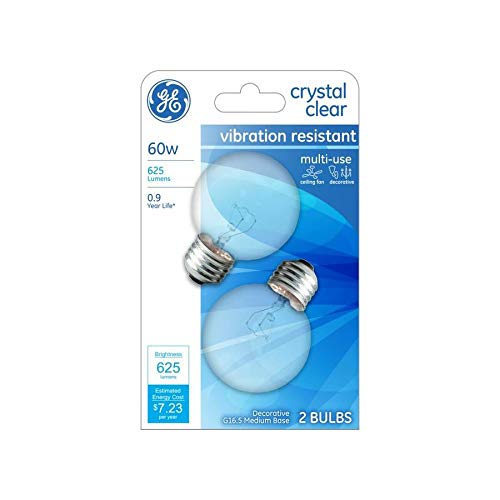 GE Classic 60-Watt Dimmable G16.5 Light Fixture Incandescent Light Bulbs (2-Pack)