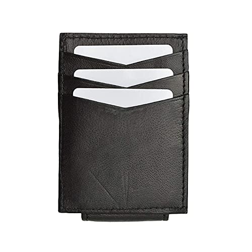Generic Mens Genuine Leather Money Clip Magnet Front Pocket Wallet Slim ID Card Case New, Black