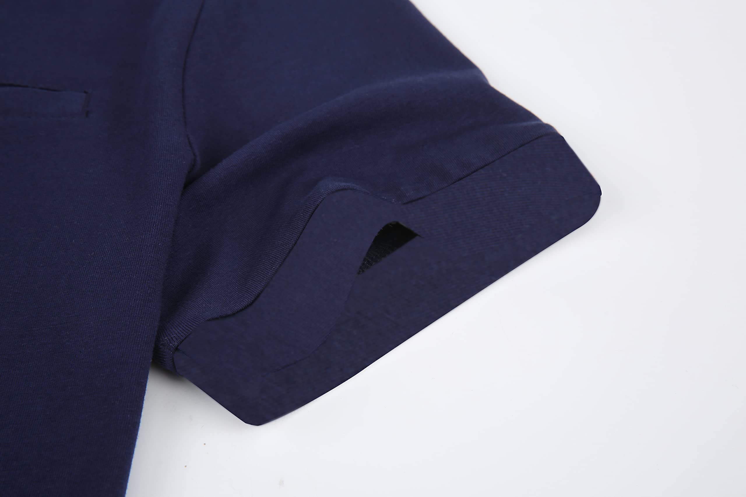 FRTCV Mens Polo Shirts with Pockets Short Sleeve Cotton Shirt Tops 7171 Dark Blue US L