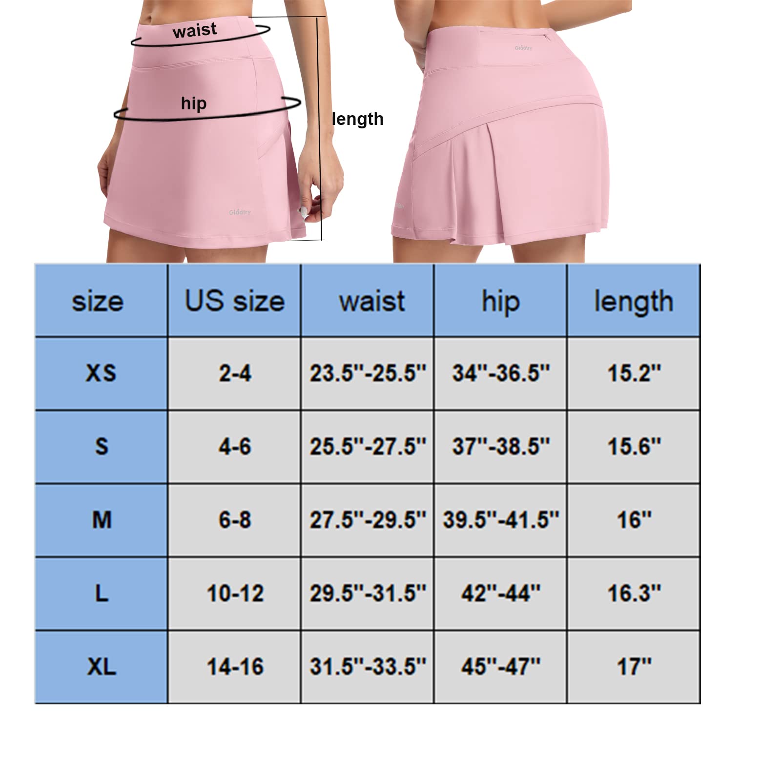 Gladtry Women's Tennis Skirts Golf Skirt with Pockets, High Waisted Pleated Athletic Skirts for Workout Active Sports (Light Pink, M)