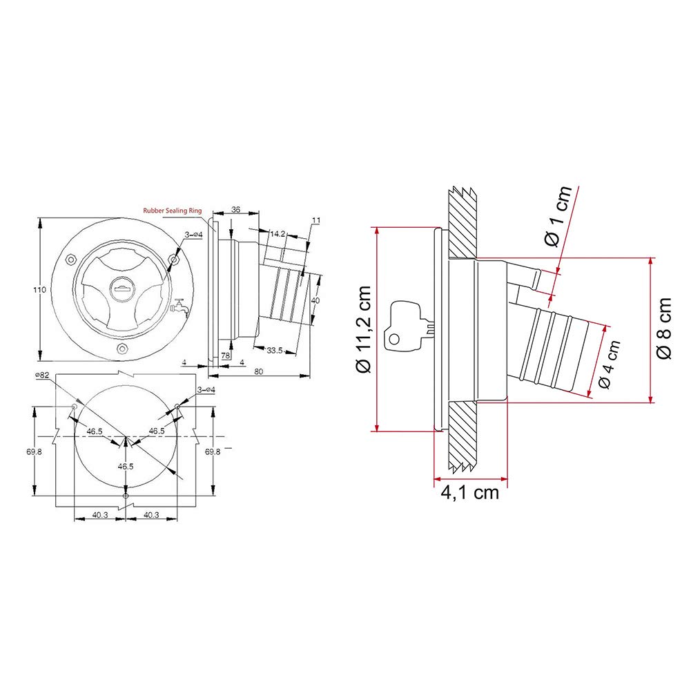 Gravity Water Inlet Leak Dish Hatch Lock, Proof Motorhome Easy Install Retrofit With Keys Caravan Locking Gravity Filler Cap PP Sealing Modification Camping Trailer