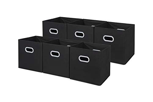 Foldable Cloth Storage Cube Basket Bins Organizer Containers Drawers, 6 Pack, Black