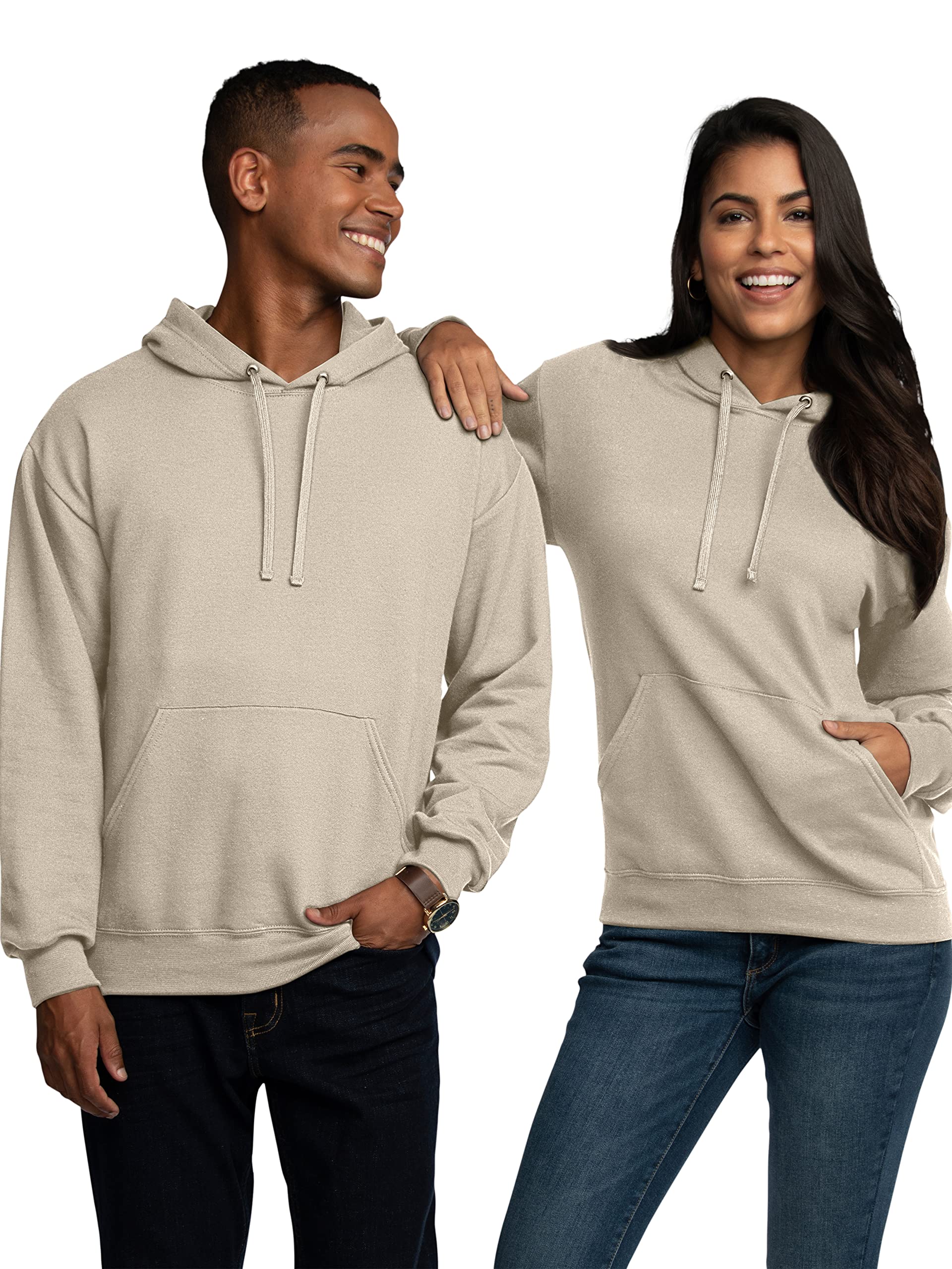 Fruit of the Loom Men's Eversoft Fleece Sweatshirts & Hoodies, Moisture Wicking & Breathable, Sizes S-4X, Pullover-Khaki Heather, Medium