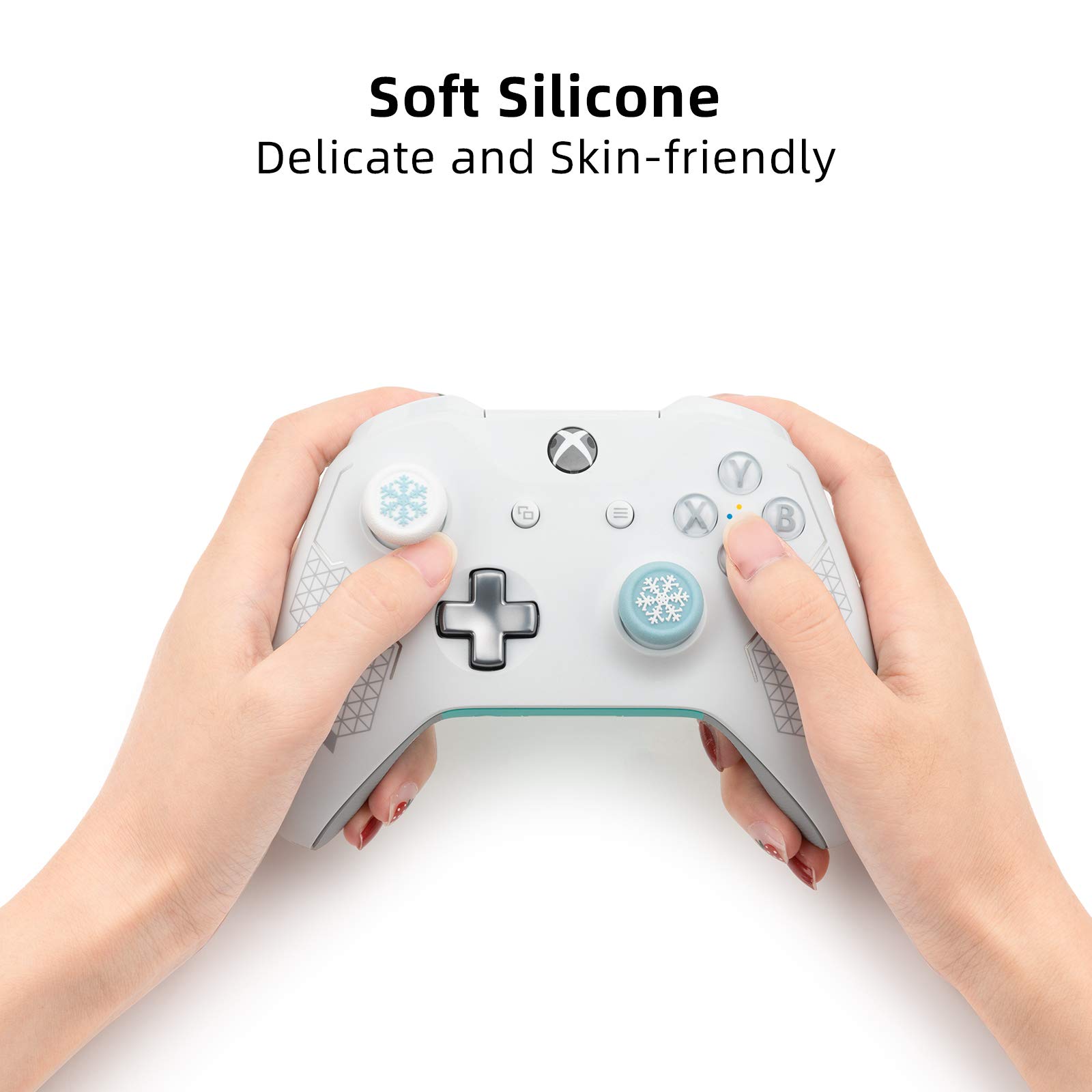 GeekShare 4PCS Silicone Snow Joy Con Thumb Grip Set Joystick Caps Cover Thumb Stick Grips Compatible with Xbox One
