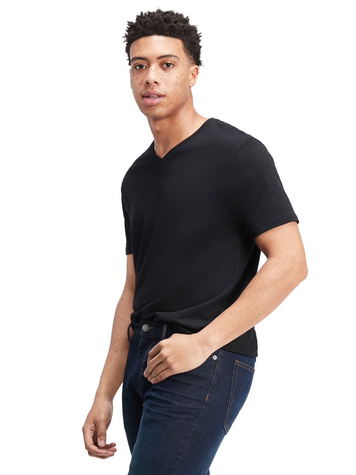 GAP mens Everyday Short Sleeve V-neck T-shirt T Shirt, True Black V2, Large US