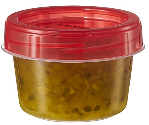 PLASTICPRO 6 Pack Twist Cap Food Storage Containers with Red Screw on Lid- 4 oz Reusable Meal Prep Containers - Small Freezer Containers Microwave Safe Red Plastic Food Storage