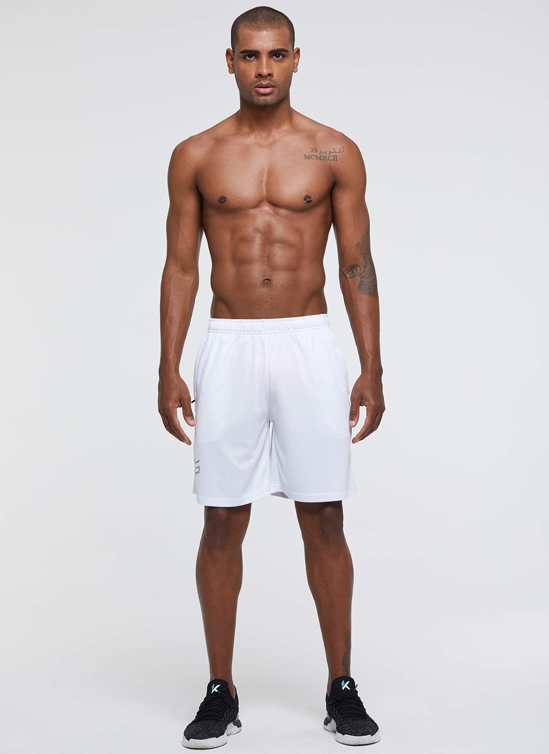 G Gradual Men's 7" Workout Running Shorts Quick Dry Lightweight Gym Shorts with Zip Pockets (2 Pack: Black/White Medium)