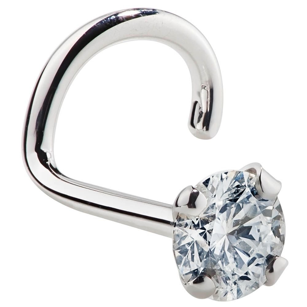 FreshTrends SI1 3mm 0.1 ct. tw Diamond 950 Platinum Twist Screw Nose Ring 18G