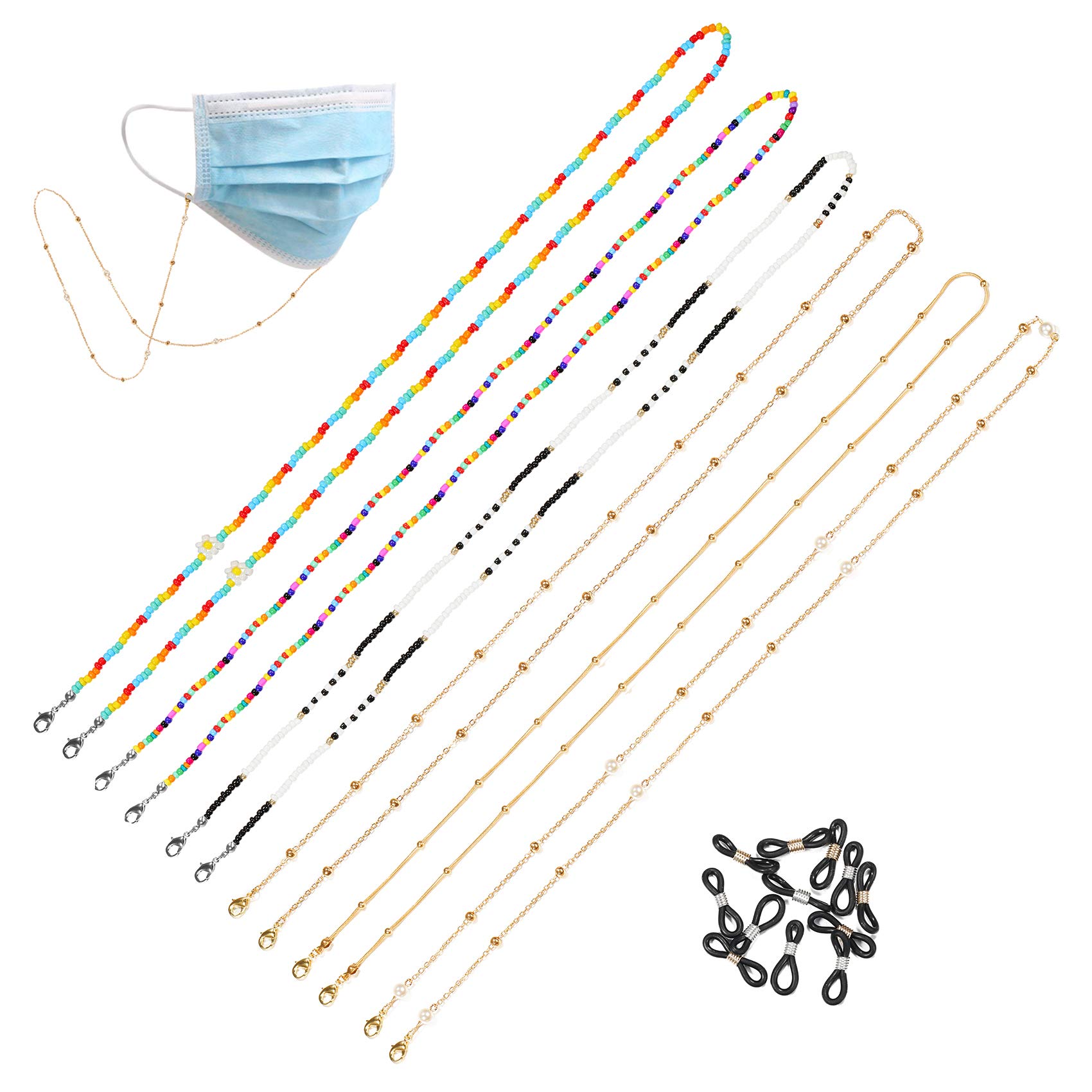 FUNEIA Mask Chain Eyeglass Chain Lanyard for Women Men Mask Lanyard Eyeglass Holder Chain Strap Gold Link Necklace Around Neck Eyeglass Chain Retainer Hanger Keeper Accessory
