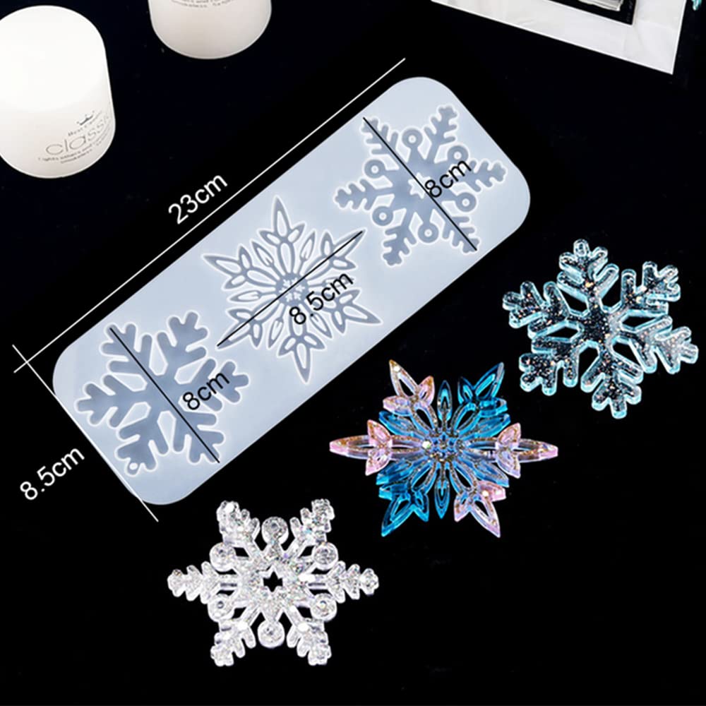 Fuerlun Large Snowflake Silicone Molds for Epoxy Resin, 3D Christmas Ornament Resin Molds for Christmas Tree & Car Decoration, Keychain, Xmas Gift (6 Varying Sizes)
