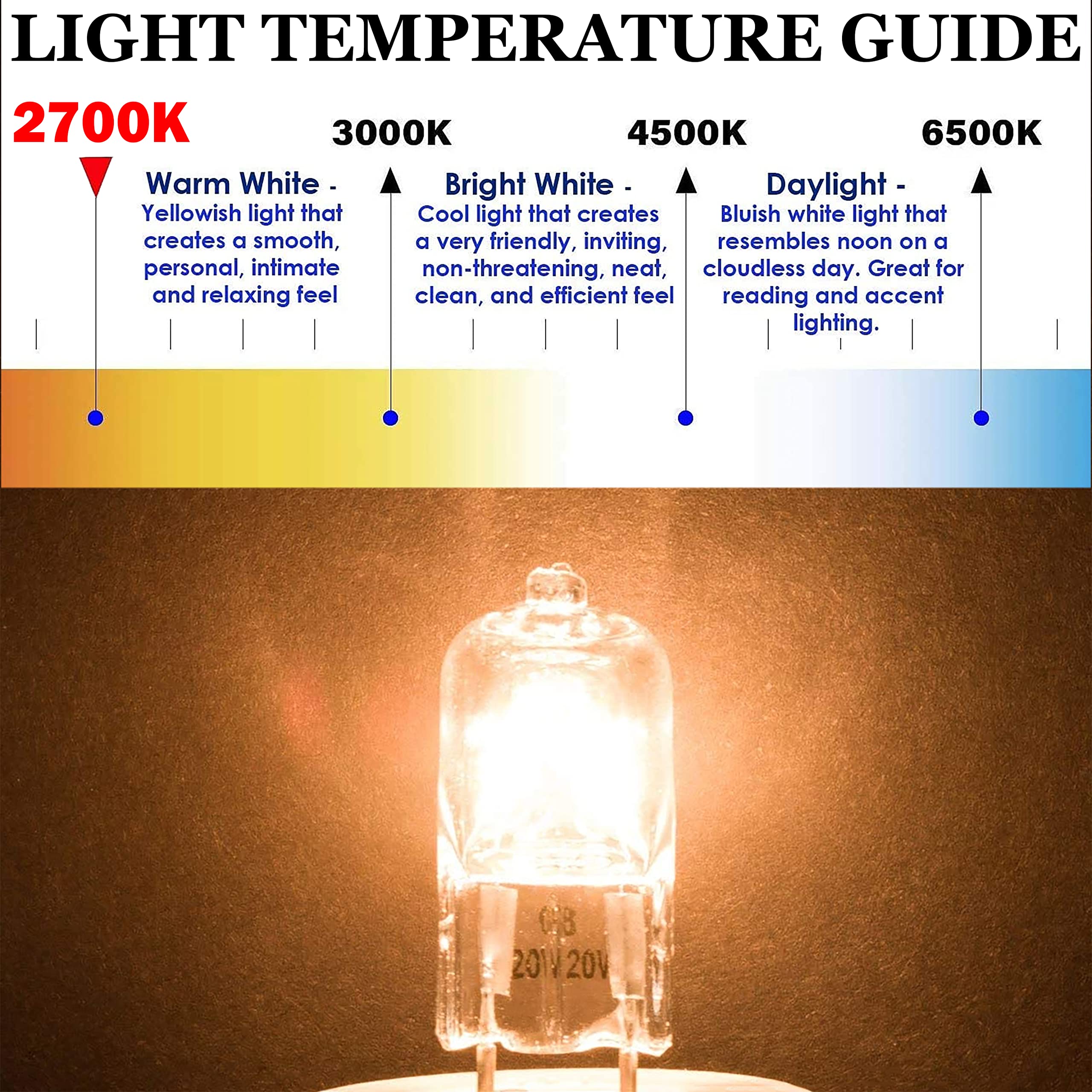 G8 Halogen Light Bulbs 2 pin - G8 Base 20 Watt Light Bulb 120V Dimmable Warm White 2700K - T4 JCD Type Under Cabinet Lighting Bi-Pin Puck Light Bulbs, 10 pack