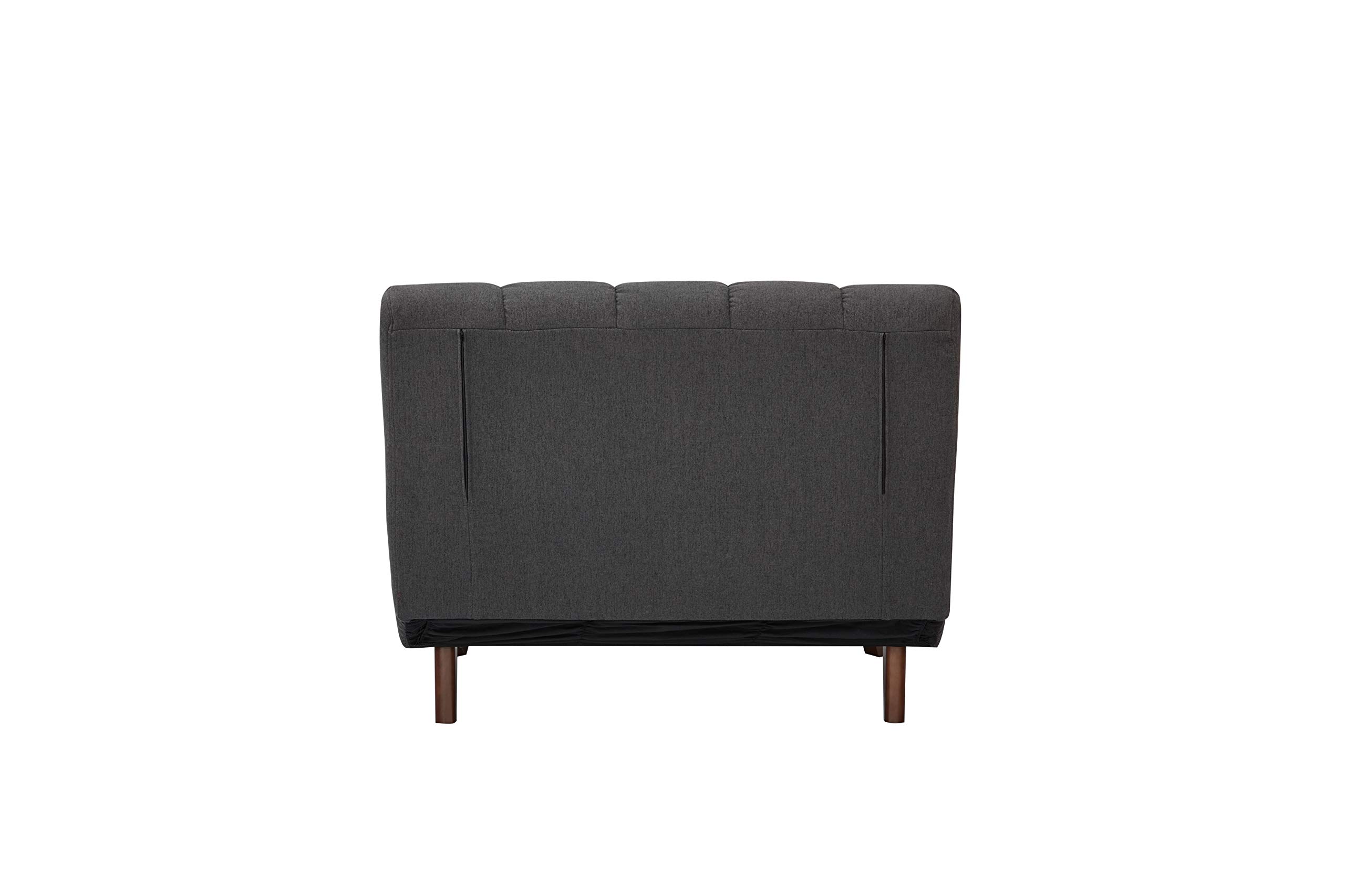 GIA Tri-Fold Convertible Polyester Stripe Sofa Bed Chair with Removable Pillow and Legs, Dark Gray