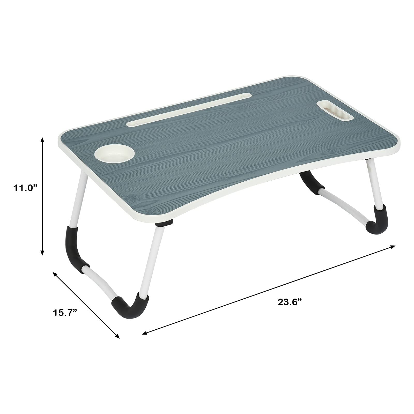 Foldable Laptop Bed Table Multi-Function Lap Bed Tray Table,Portable Bed Tray Table with Drawers Flat Brackets and Water Cup Slots