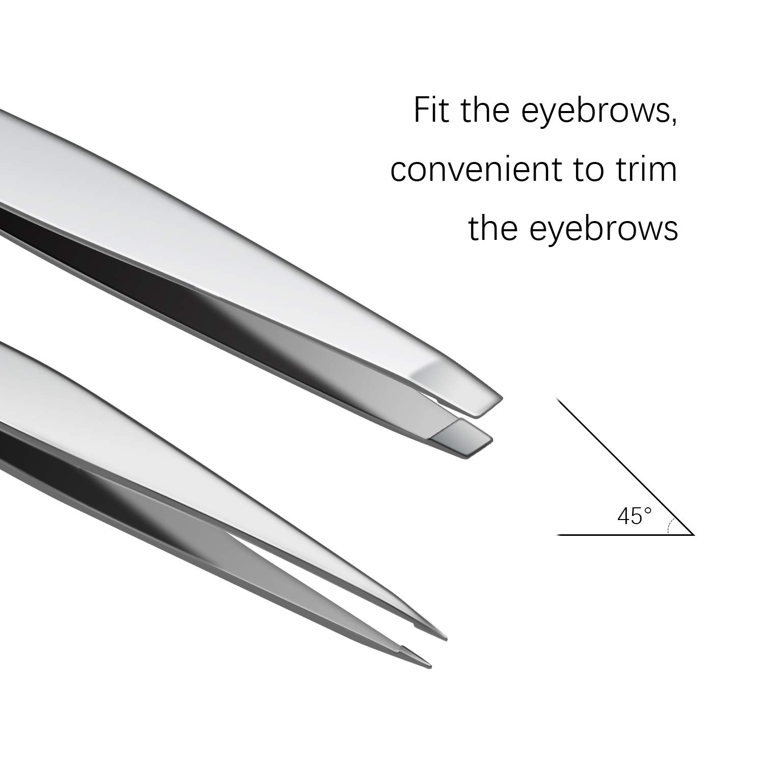 FIXBODY Stainless Steel Eyebrows Plucking Tweezers, Precision Slant and Pointed Eyebrows Tweezer Set for Ingrown Hair, Silver