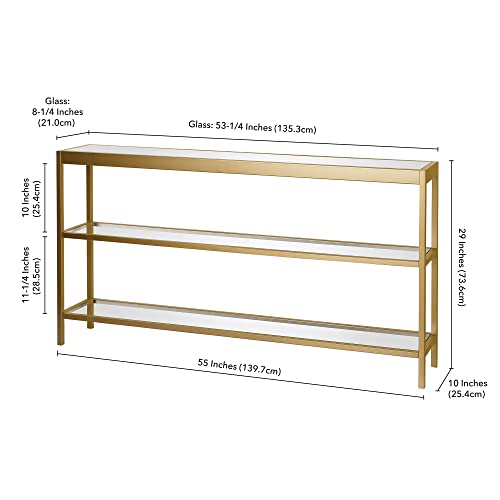 Henn&Hart 55" Wide Rectangular Console Table in Brass, Entryway Table, Accent Table for Living Room, Hallway