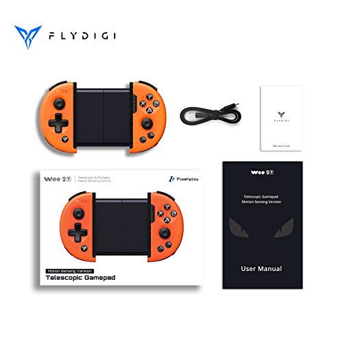 Flydigi Wee2T Mobile Game Controller Telescopic for Android of MOBA Games, Compatible with Mobilephone of 3.5-6.3 Inch (75-165mm). Not Support iOS 13.4 and Above