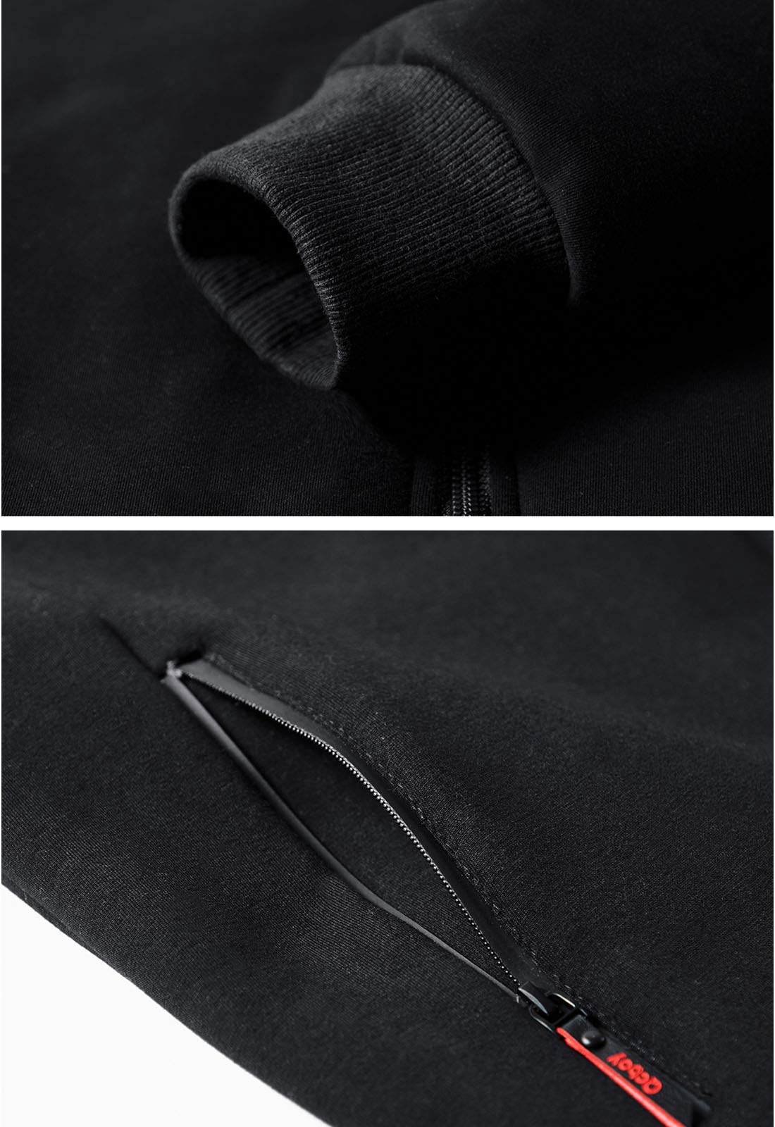 Flygo Hoodies for Men Zip Up Winter Fleece Sherpa Lined Sweatshirt Warm Jacket(Black-XL)