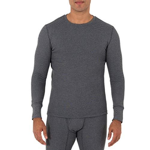 Fruit of the Loom Men's Recycled Waffle Thermal Underwear Set (Top and Bottom), Greystone Heather, 2X-Large