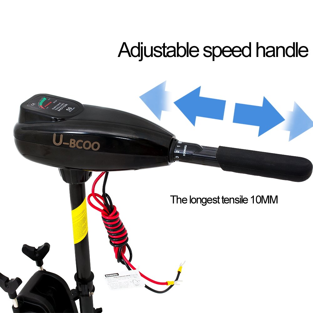 Freshwater & Saltwater Transom Mounted Trolling Motor,with LED Battery Indicator Electric Trolling Motor (12V-55LBS, Black)