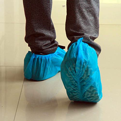 G & F Products - 13033 Premium 100 Pack (50 Pairs ) Disposable Boot & Shoe Covers Slip - Resistant fits up to size 11 US Men and 13 US Women, Blue, Large