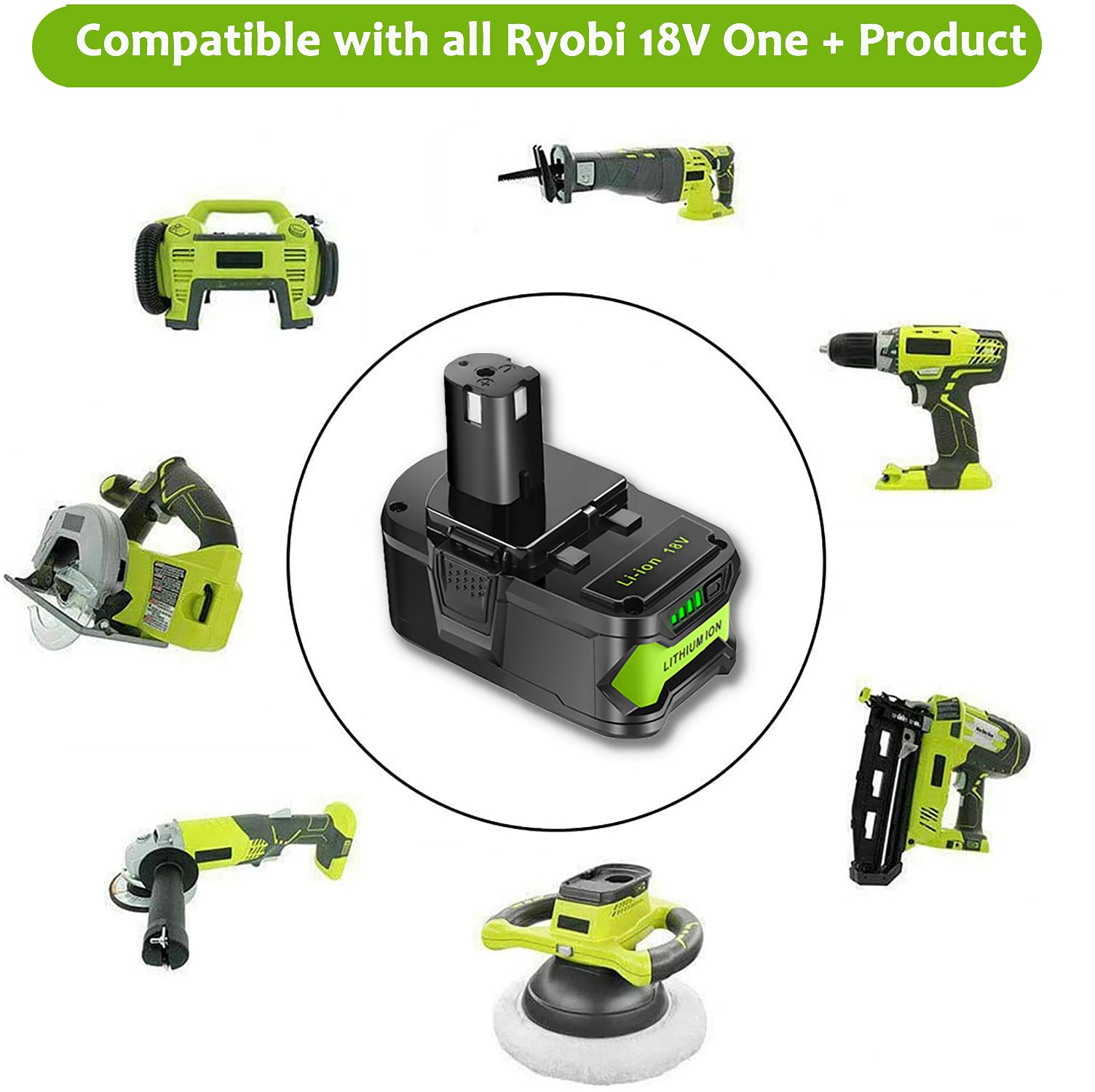 Gatcepot 2Pack 6.0Ah P108 Battery Compatible with Ryobi 18 Volt Lithium Battery P104 P105 P102 P103 P107 P109 P100 for Ryobi 18 Volt ONE+ Cordless Tool