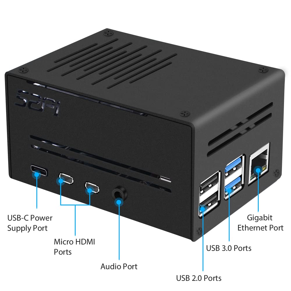 GeeekPi Metal Case with Fan for Raspberry Pi 4, Pi 4B Case with Low-Profile CPU Cooler and RGB Cooling Fan (Silver)