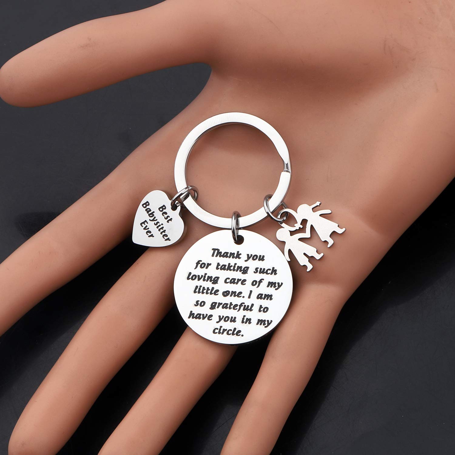 Gzrlyf Babysitter Keychain Babysitter Appreciation Gift Thank You Nanny Gifts (Silver Keychain)