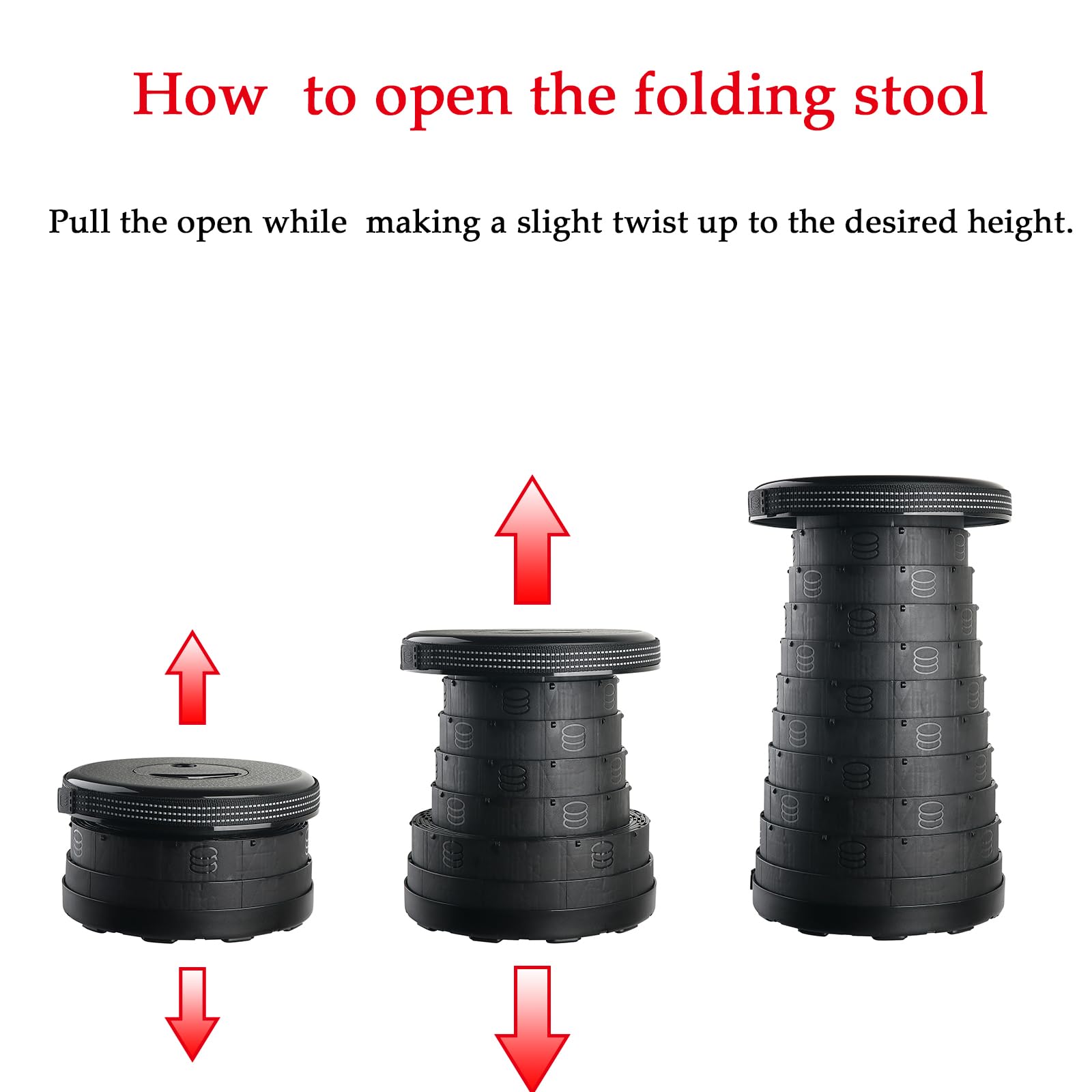 GaiGaiMall Portable Telescoping Stool Folding Camping Stool Seat for Fishing Hiking Traveling Outdoor Activities