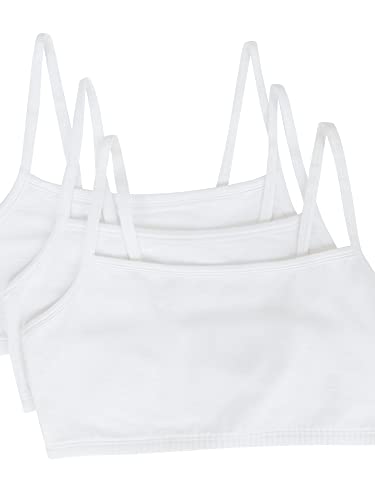 Fruit of The Loom Womens Spaghetti Strap Cotton Pull Over 3 Pack Sports Bra, White/White/White, 44