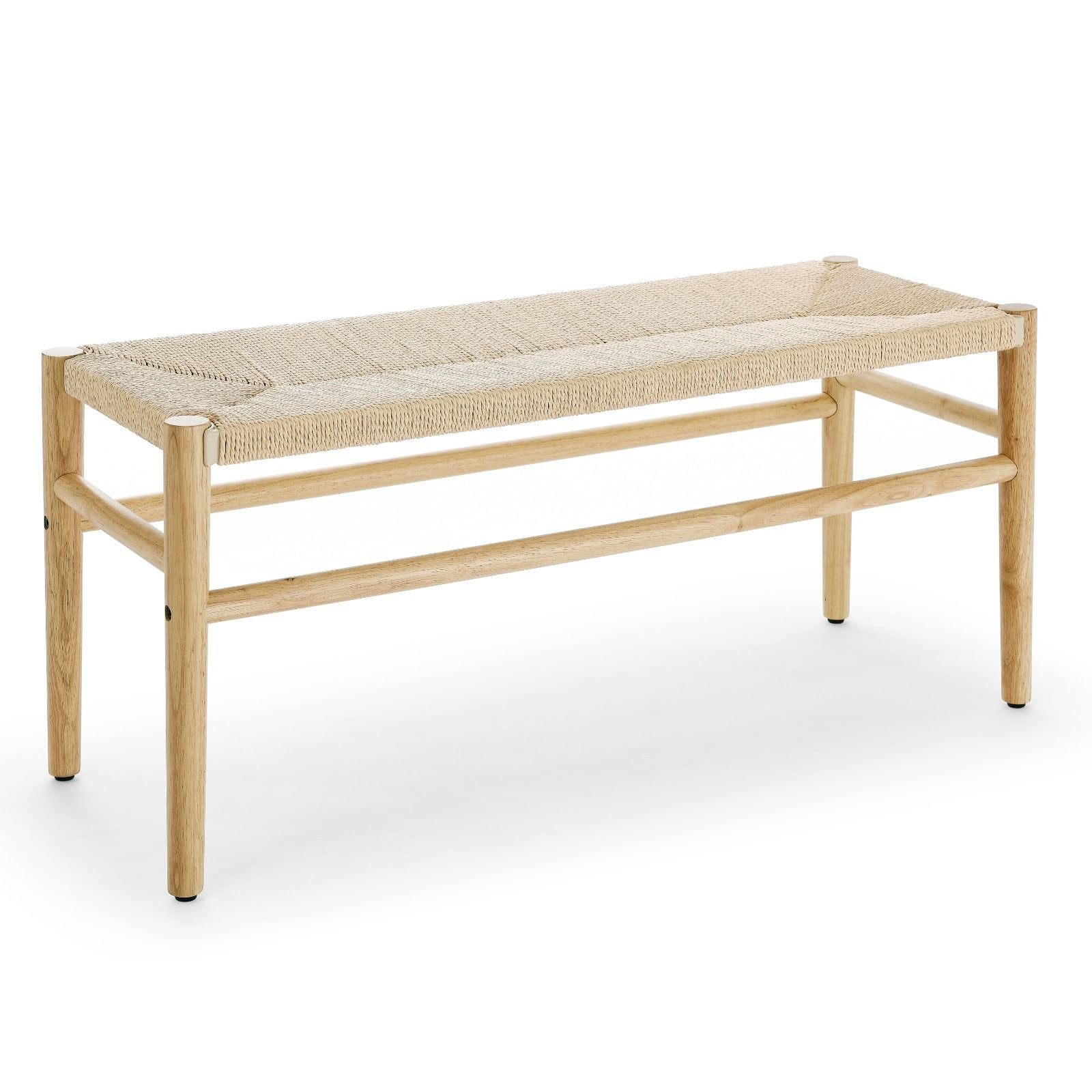 FRITHJILL Bench, 39.5-inch Bedroom Bench Bedroom End of Bed with Paper Cord Design, Farmhouse Bench for Dining Room