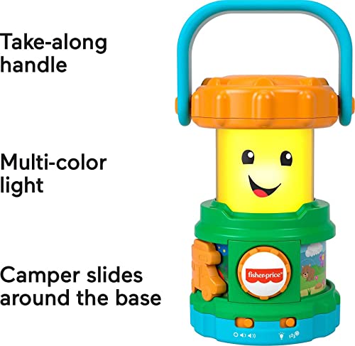 Fisher-Price Laugh & Learn Camping Fun Lantern, Musical Toy with Lights, Sounds and Learning Content for Baby and Toddler Ages 6-36 months