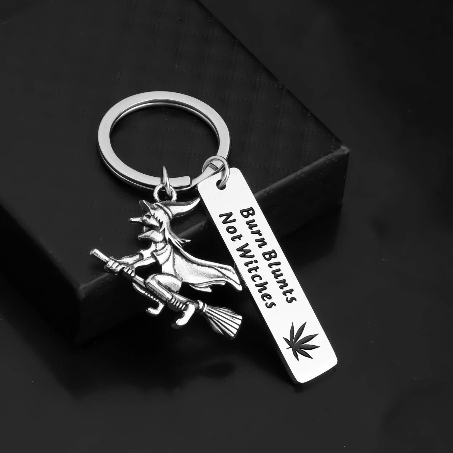 Gzrlyf Burn Blunts Not Witches Keychain Marijuana Gifts for Witches Smoking Weed Gifts (Keychain)