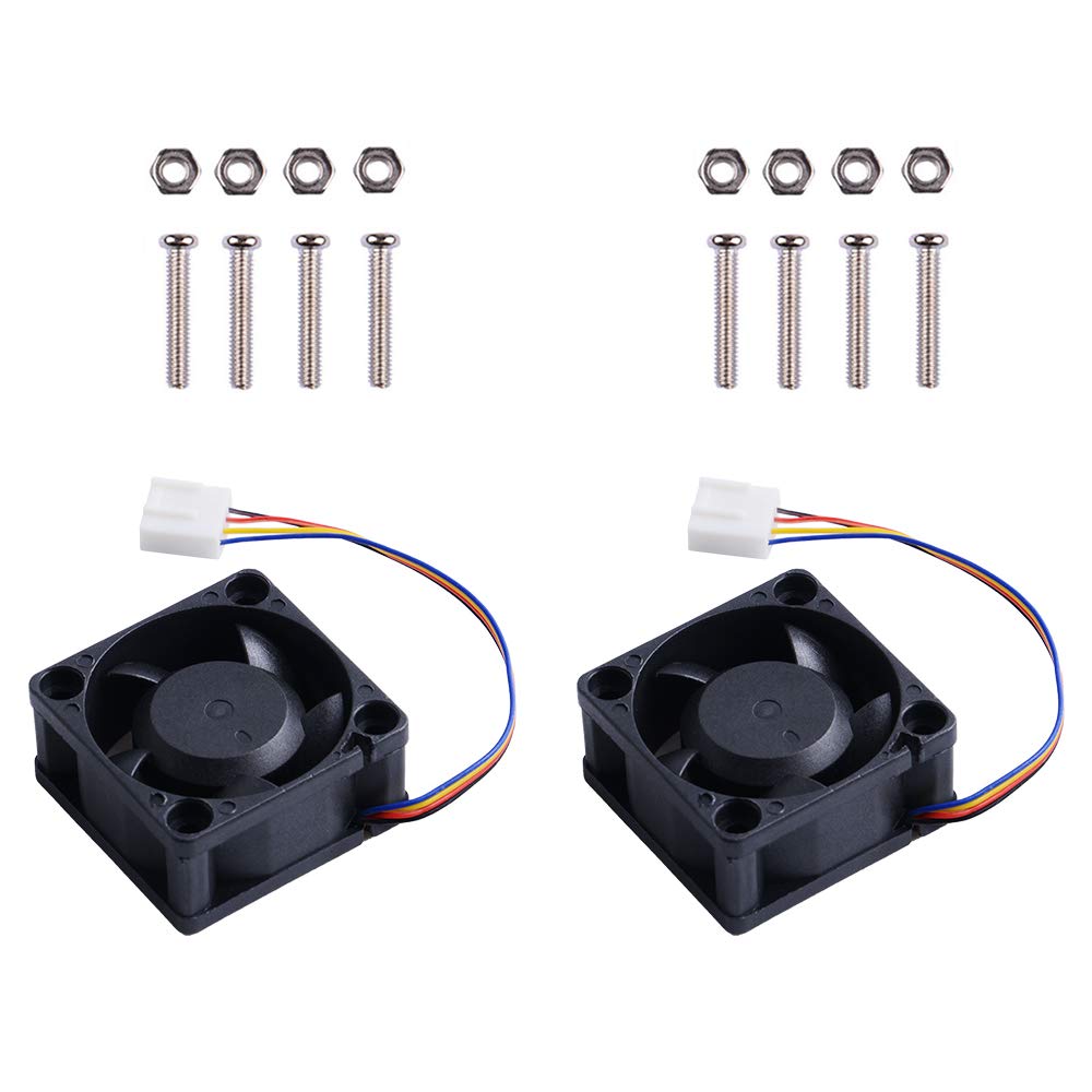 GeeekPi 2-Pack Fan for NVIDIA Jetson Nano, DC 5V 4020 Cooling Fan 40mm×40mm×20mm with Dual Ball Bearing PWM Speed Adjustment Strong Cooling Air Fan with 4PIN Reverse-Proof Connector