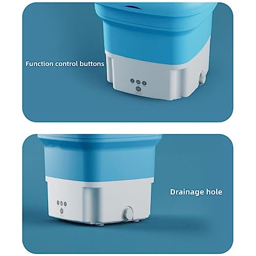 Folding Washing Machine, Small Portable Washing Machine, Underwear and Socks Dehydration Integrated Washing Machine，Mini Washer Suitable for Apartment Travel Camping RV Laundry (Blue)
