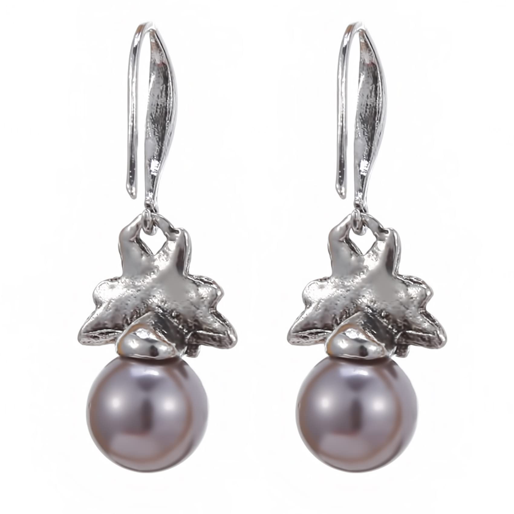 GloryMM Diamonds Pearl Dangle Drop Earrings Vintage Sunflower Earrings Pearl Hook Earrings Jewelry for Women,Grey Gray As the description