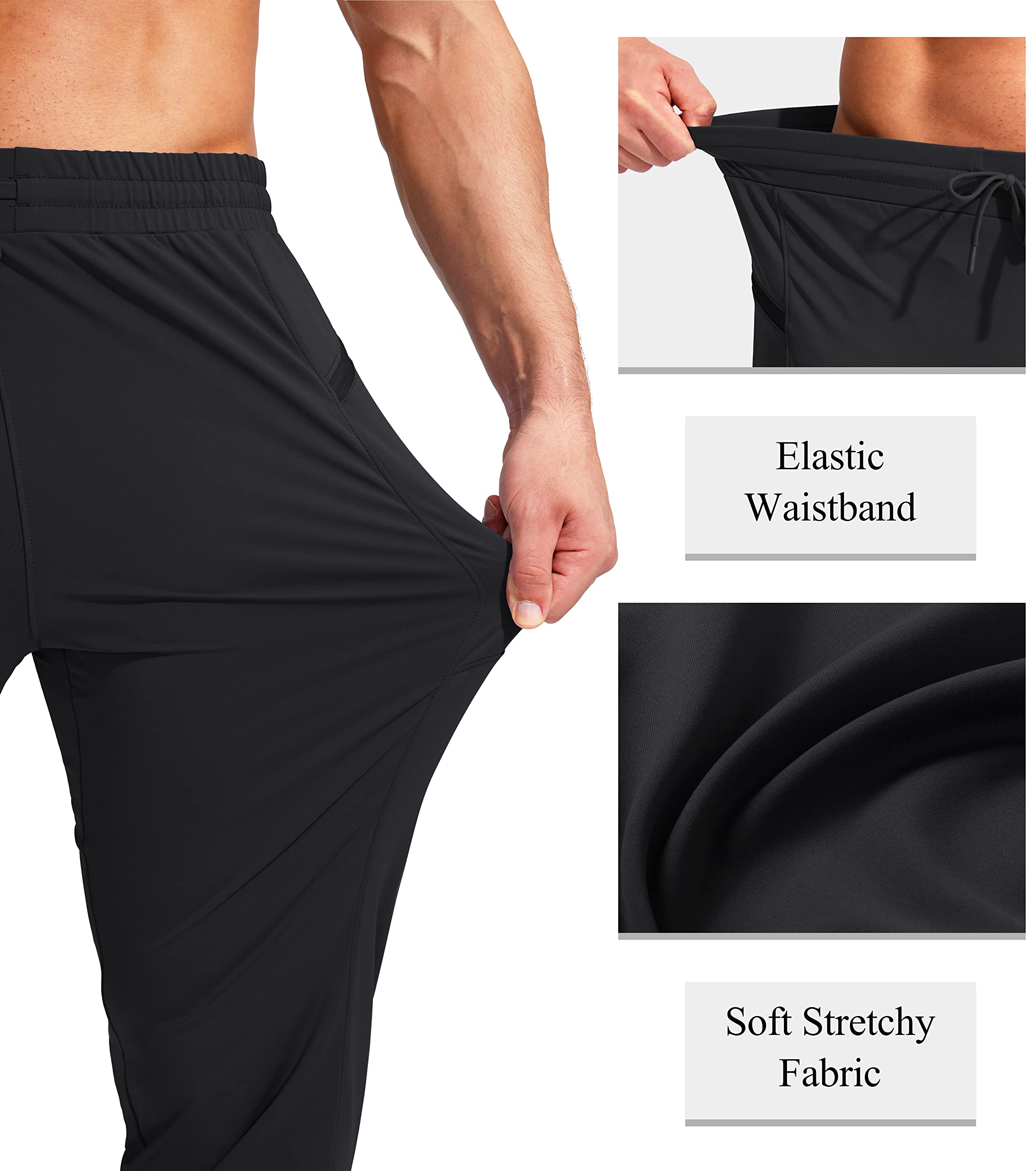 G Gradual Men's Joggers Pants with Zipper Pockets Stretch Athletic Sweatpants for Men Workout Jogging Running(Slate Blue, Small)