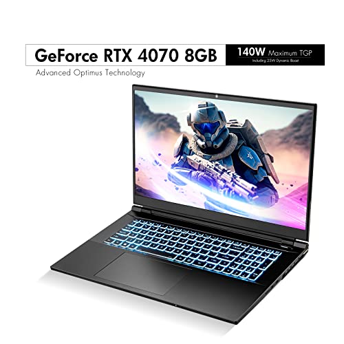 Sager 2023 NP8875E Gaming Laptop, 17.3 Inch QHD 240Hz 100% DCI-P3 G-Sync, Intel i9-13900HX, RTX 4070 8GB, 32GB RAM, 1TB Gen4 NVMe SSD, Win 11