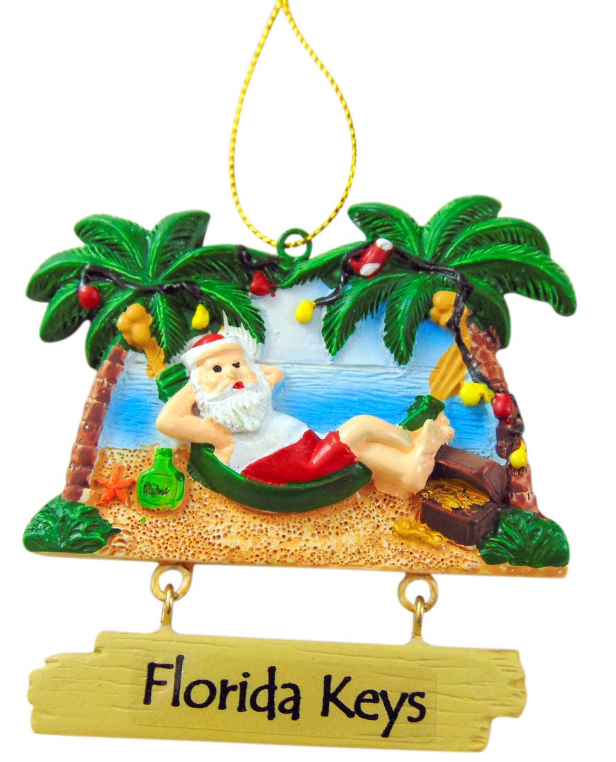 Florida Keys Ornament Souvenir Beach Santa in Hammock Christmas Tree Decoration