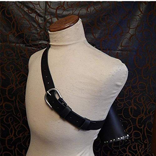 GEGEXIAOWU Medieval Retro Back Quiver Bow Leather Arrow Holder with Large Pouch Handmade Straps Belt Bag (Black, ONE Size)