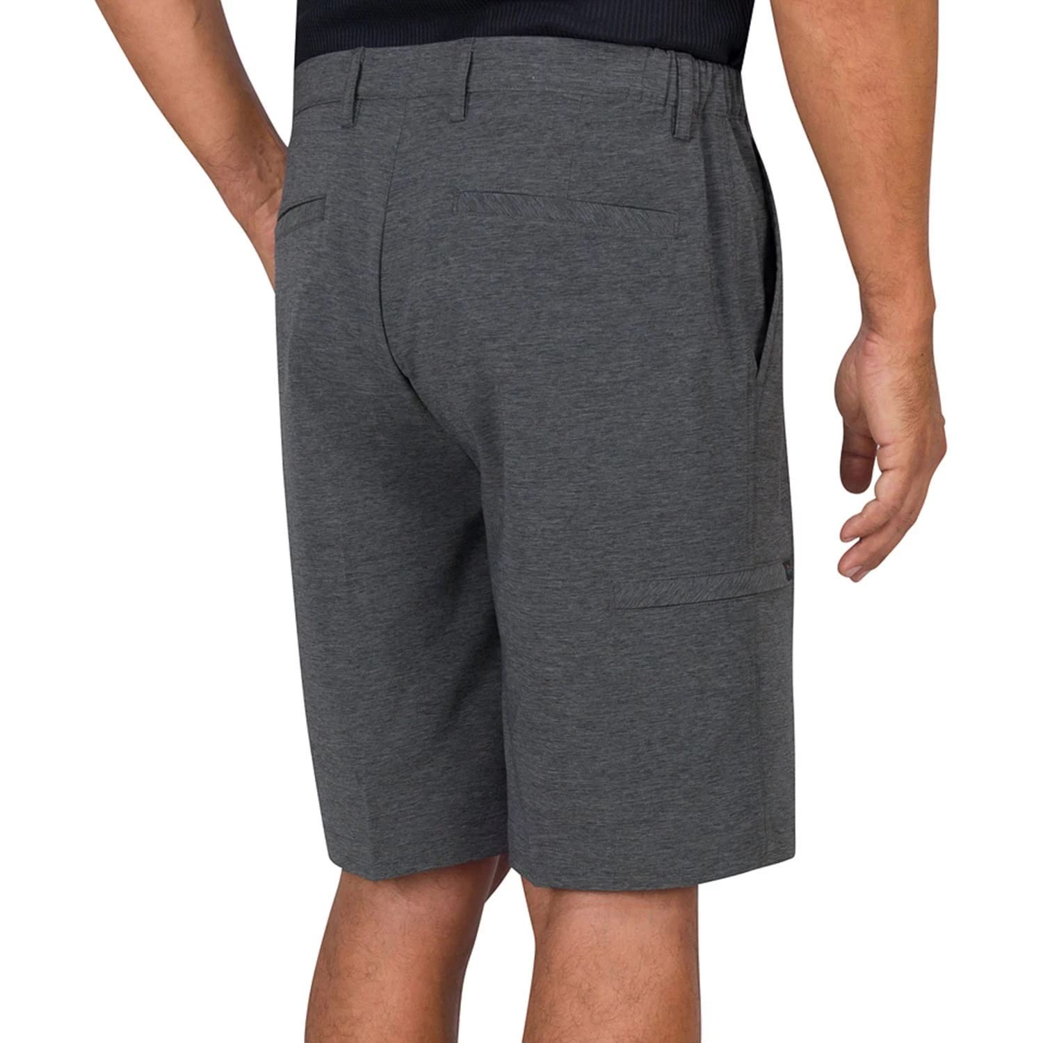 Greg Norman Golf Performance Men Short | X-Treme Comfort Stretch Waistband |Moisture Wicking Golf Short Grey Black 34