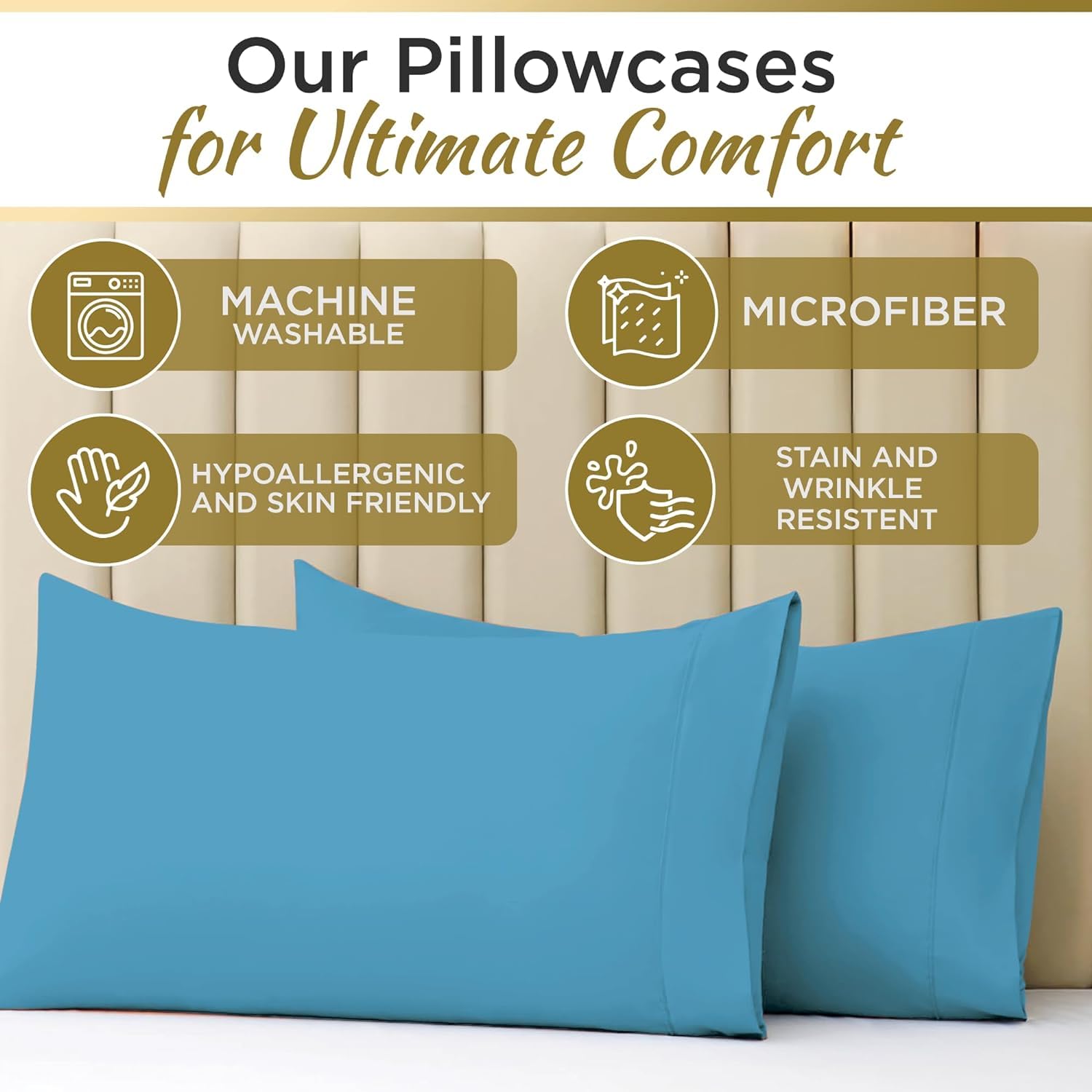 Full XL 100% Microfiber Double Brushed Sheet Set - Extra-Soft, Breathable & Wrinkle-Free - 15" Deep Pockets, 54" x 80" - Ideal for Extra Long Full Beds - 4PC Set (Full XL, Light Blue)